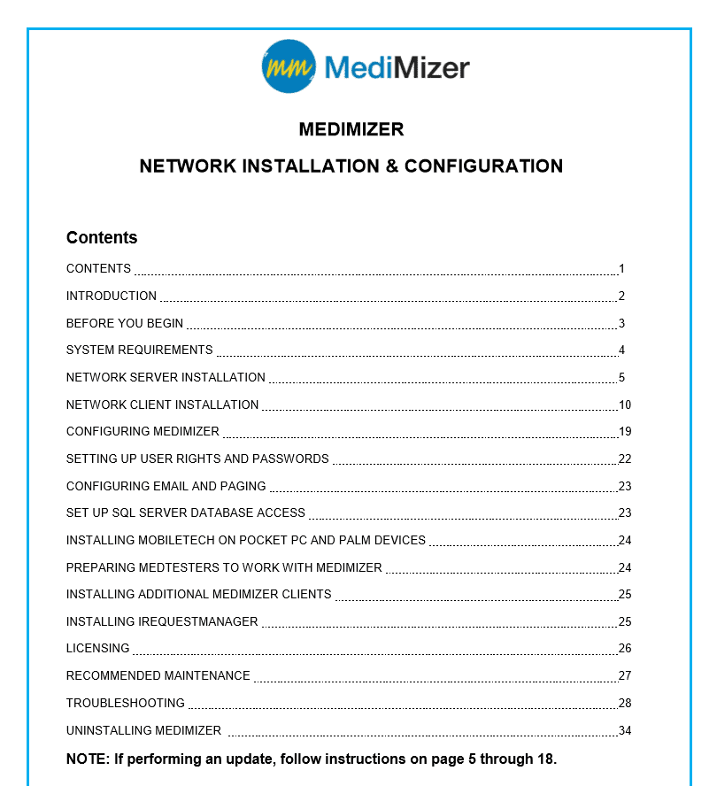 MediMizer Network Installation Guide - MediMizer.com