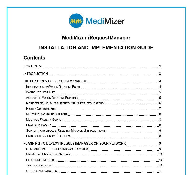 MediMizer iRequestManager Implementation Guide - MediMizer.com